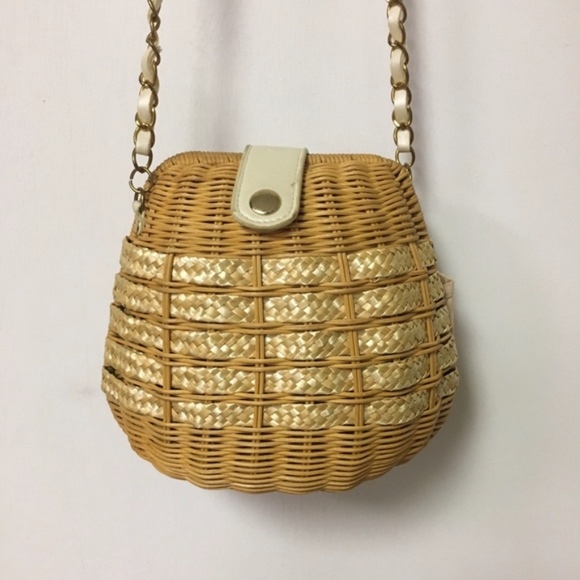 Bags | Rattan Braided Basketweave Crossbody Purse | Poshmark